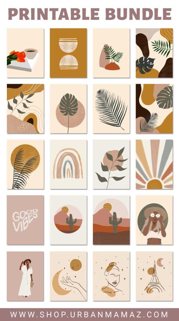 Set of 37 Printable Boho Wall Art Prints Bundle For Download - Urban ...