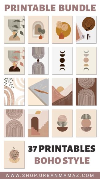 Set of 37 Printable Boho Wall Art Prints Bundle For Download - Urban ...